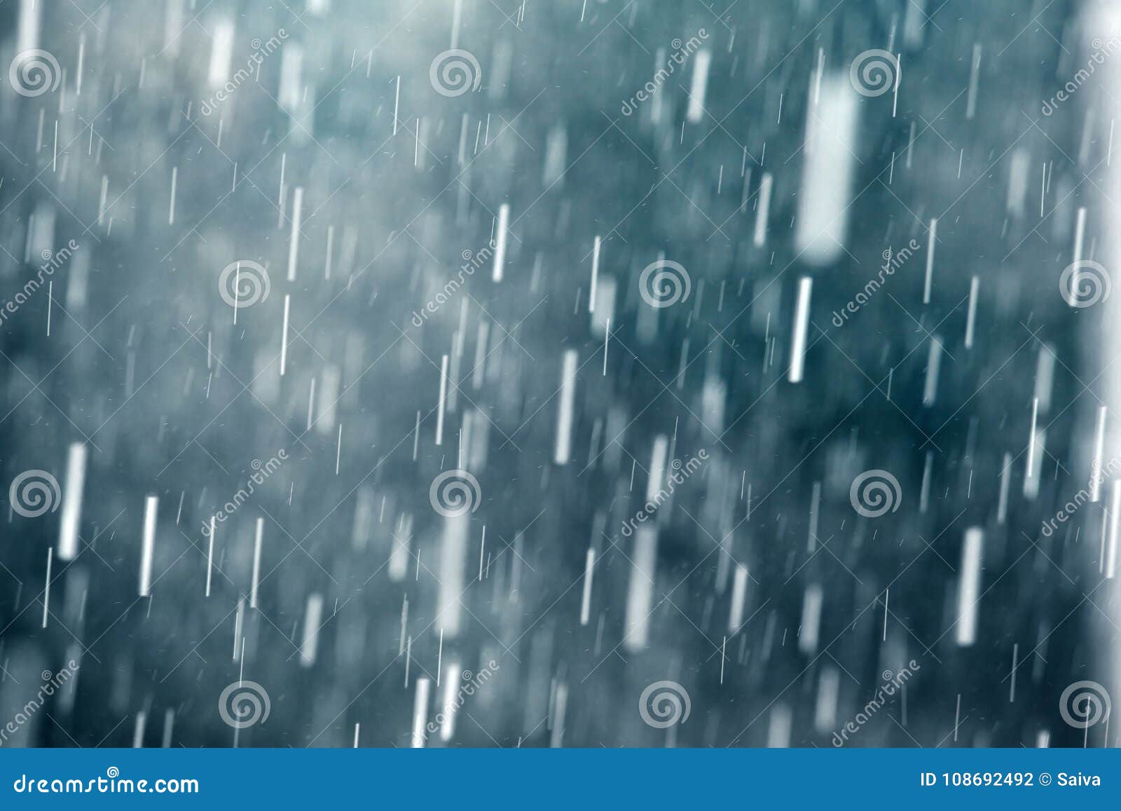 Raindrops Falling Against Dark Blue Background, Slow Shutter Speed ...