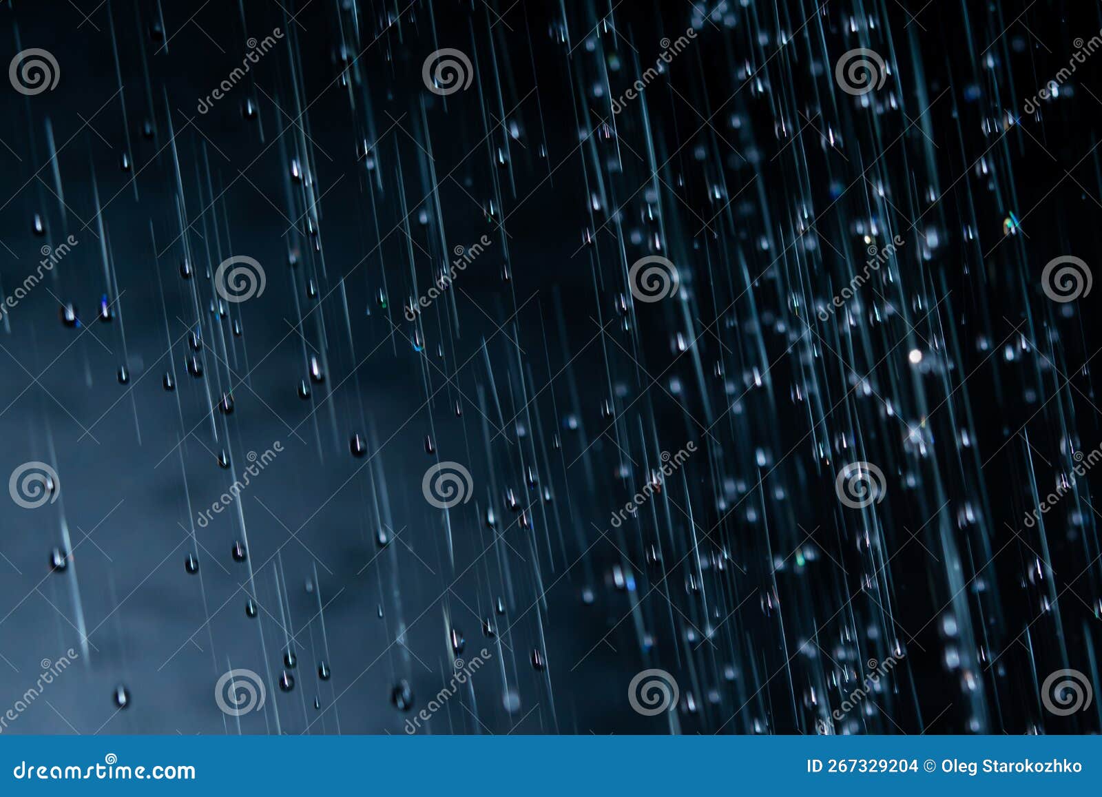 Raindrops in the Falling Moment in the Night Stock Photo - Image of ...