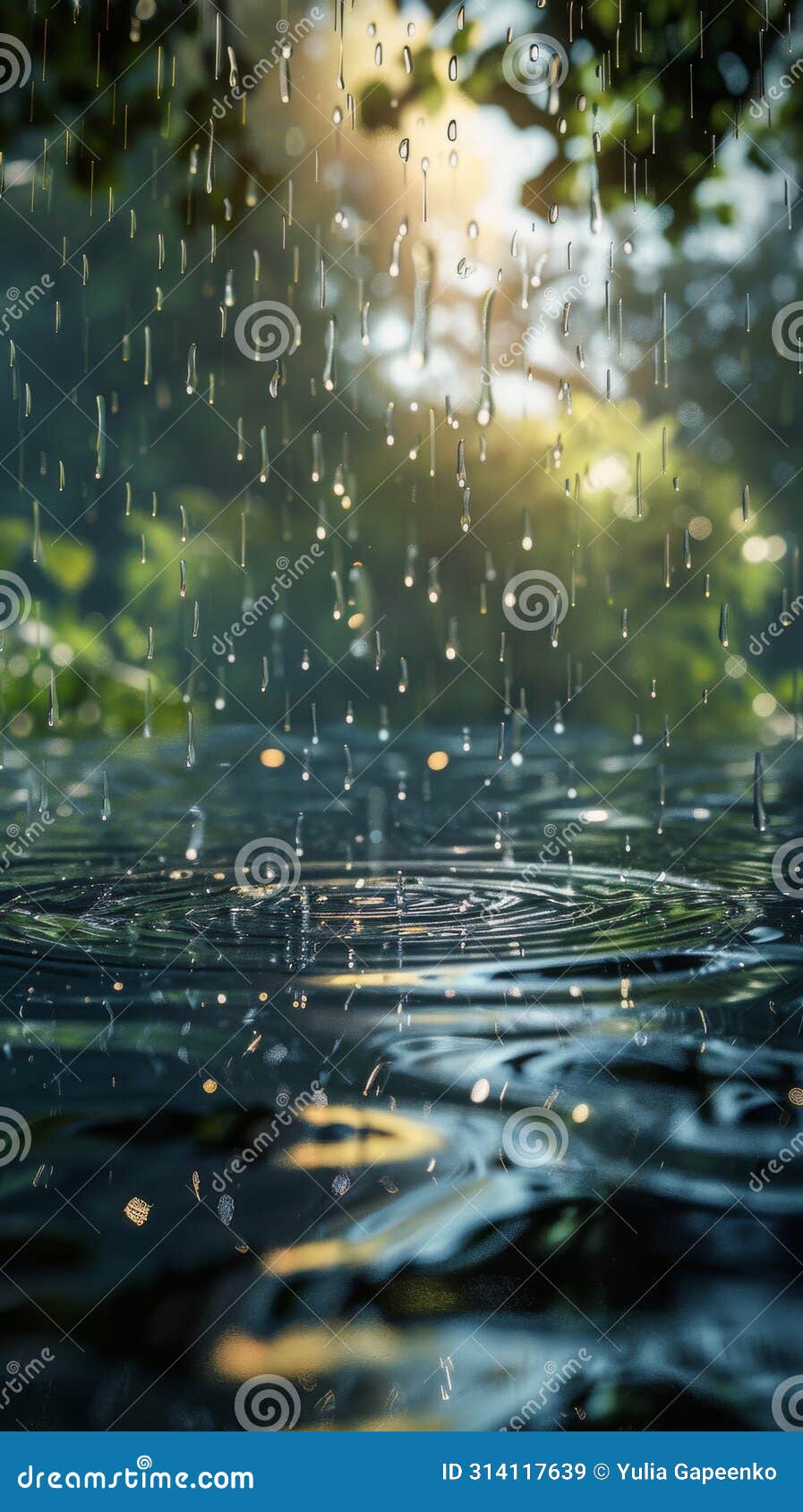 Rain Falling on Water stock image. Image of sprinkle - 314117639