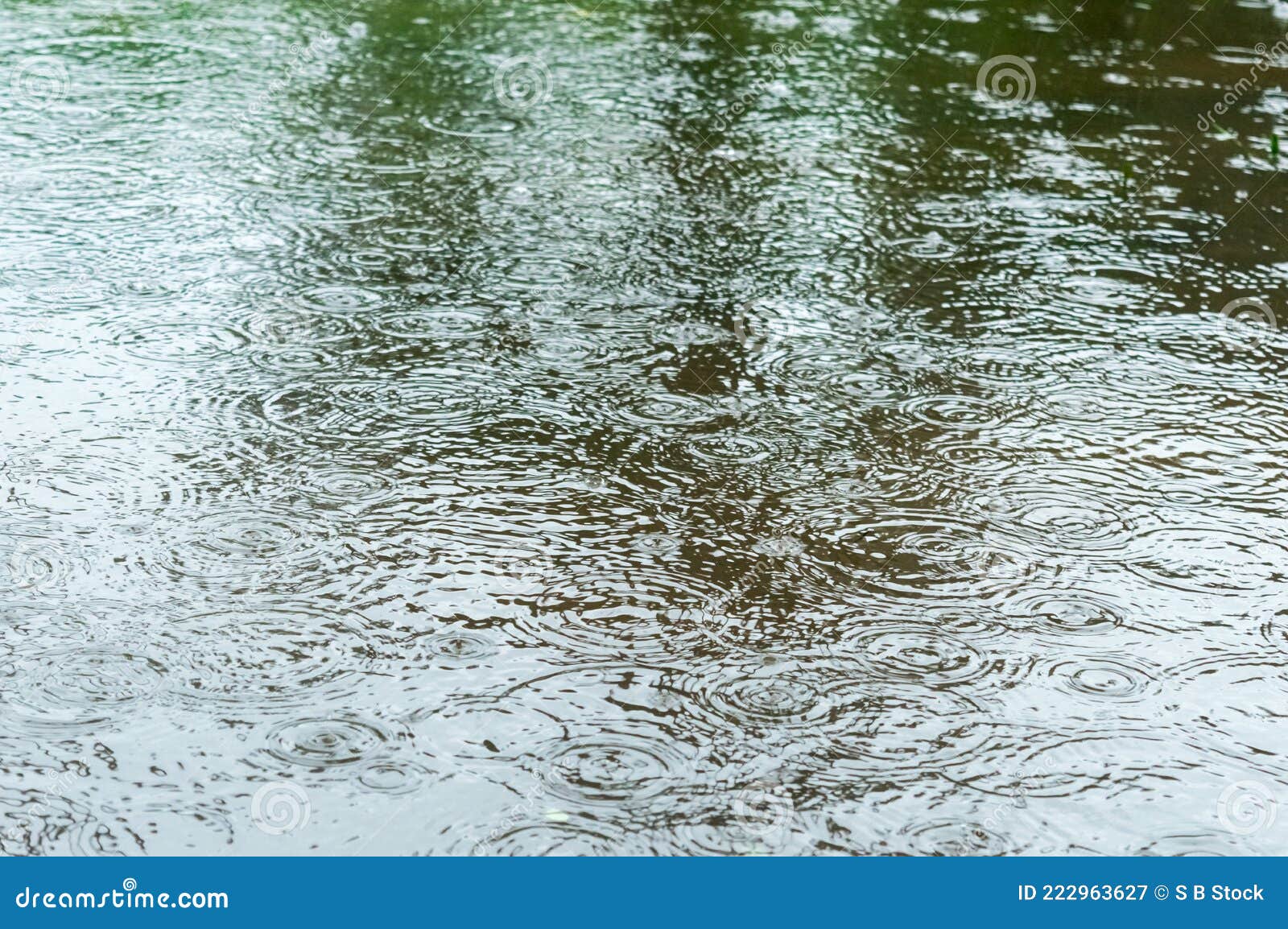 Raindrops Falling on Water. Rain Drops on Water Surface. Abstract ...