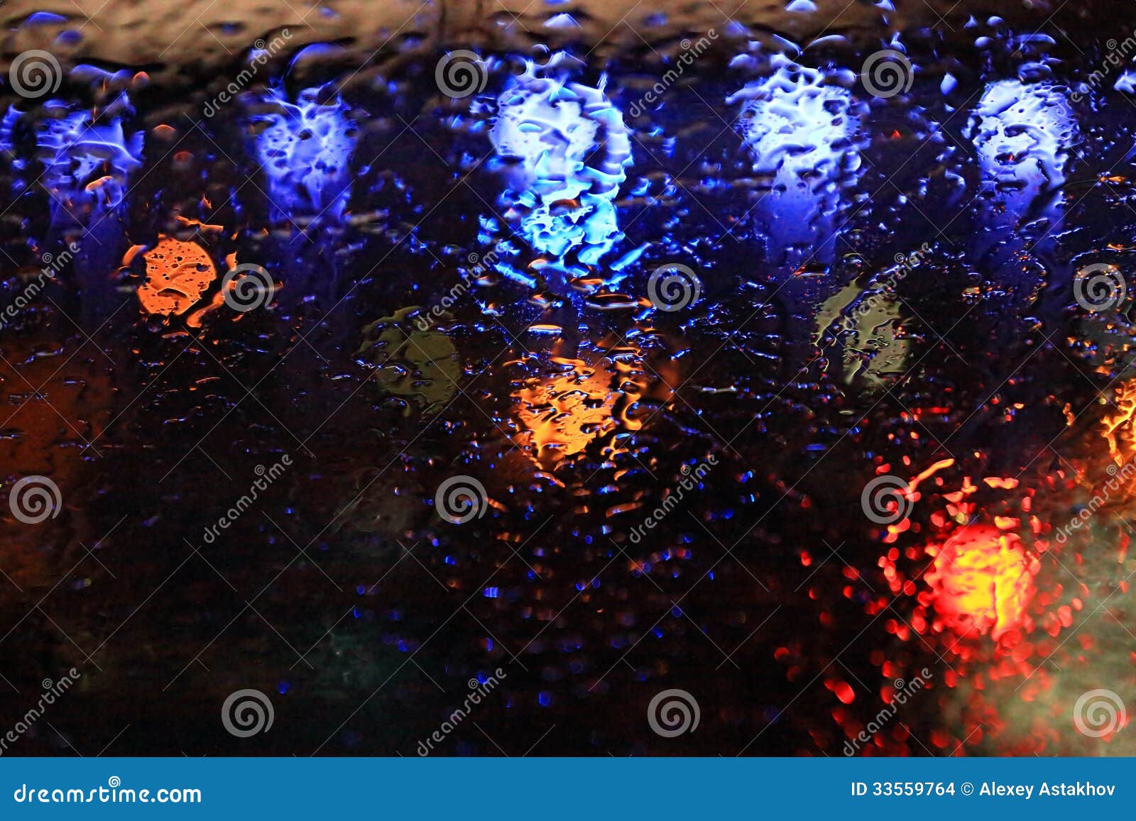 Raindrops on the glass stock photo. Image of night, macro - 33559764