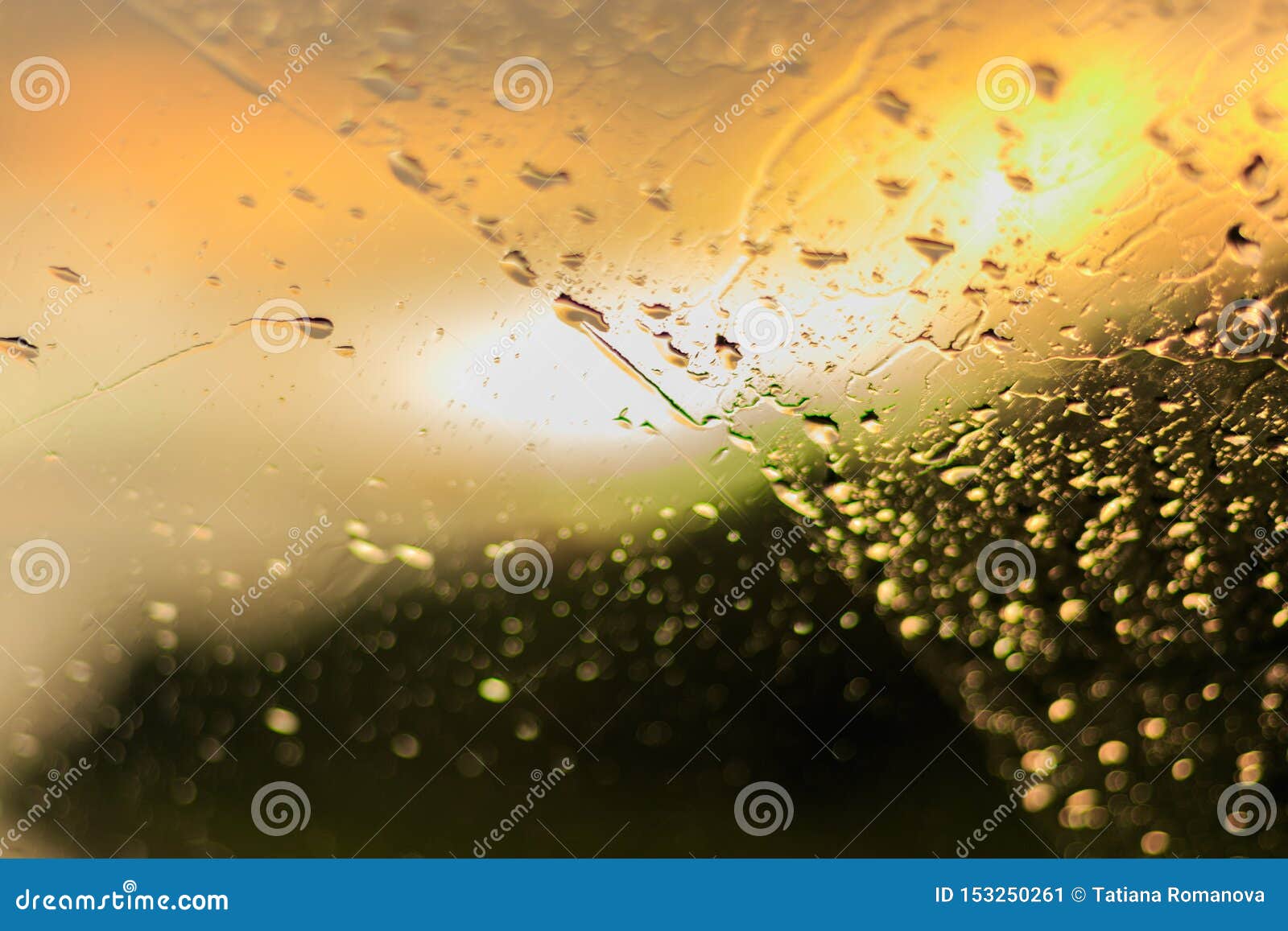 Raindrops on the Glass. Sun Rays and Forest Stock Image - Image of ...