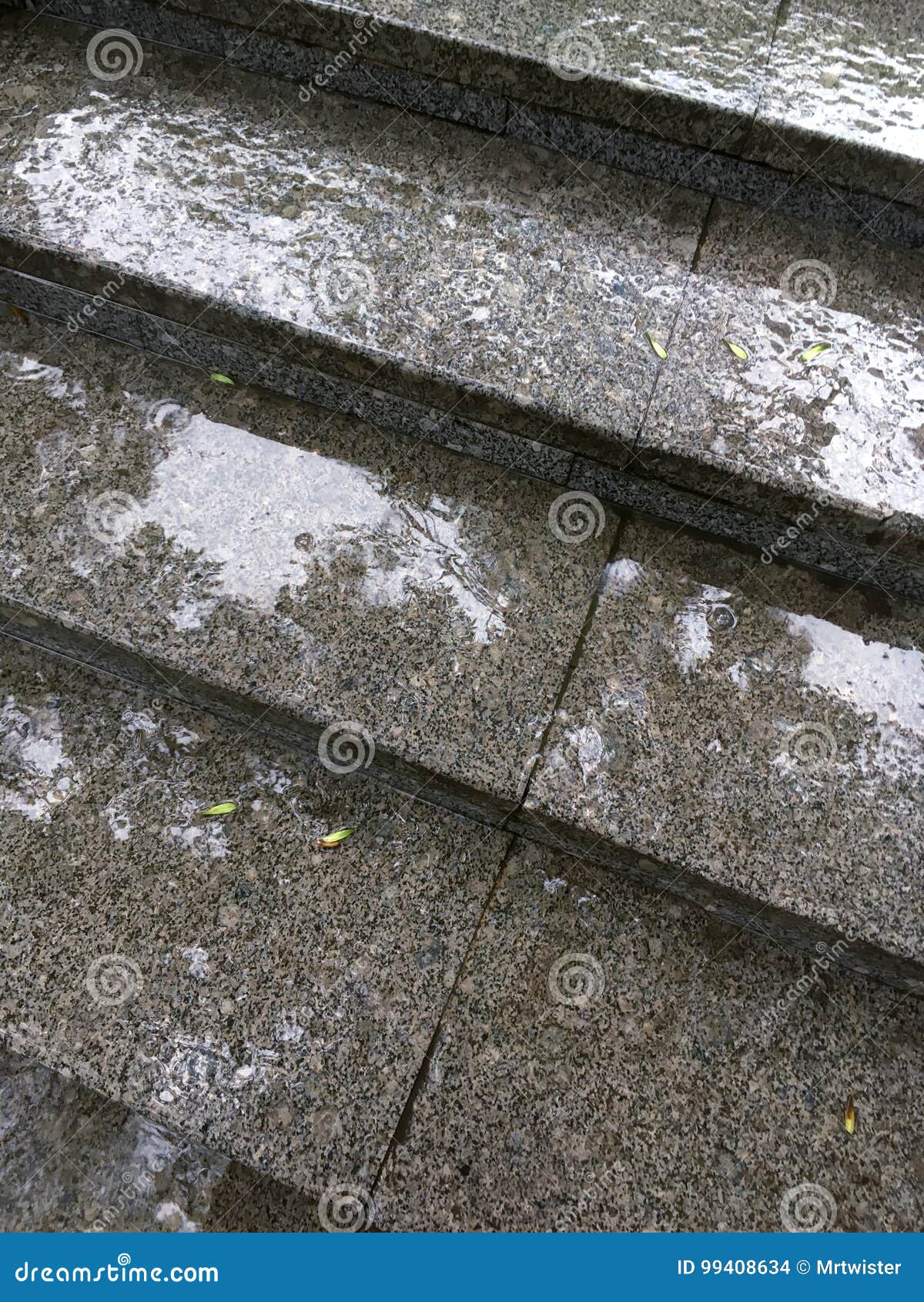 Raindrops on Granite Steps of Outdoor Staircase during Rainy Day Stock ...