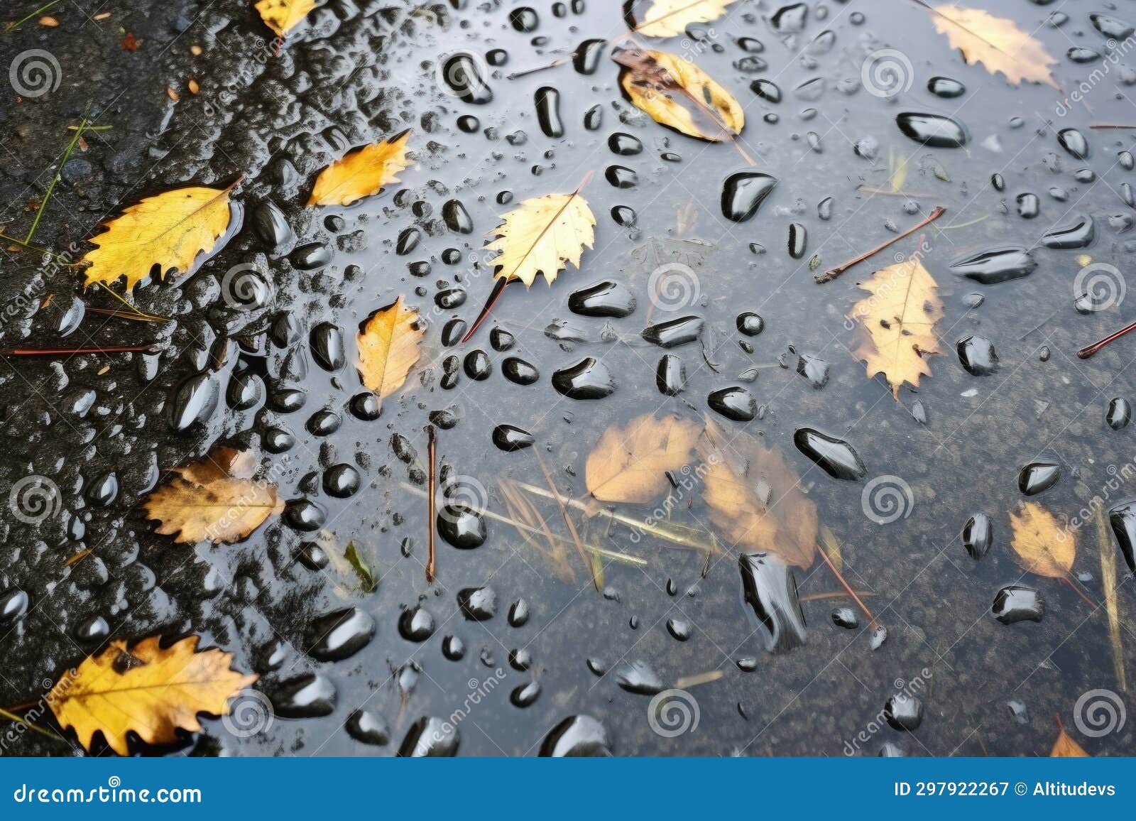 Raindrops Hitting a Puddle on the Ground Stock Image - Image of puddle ...