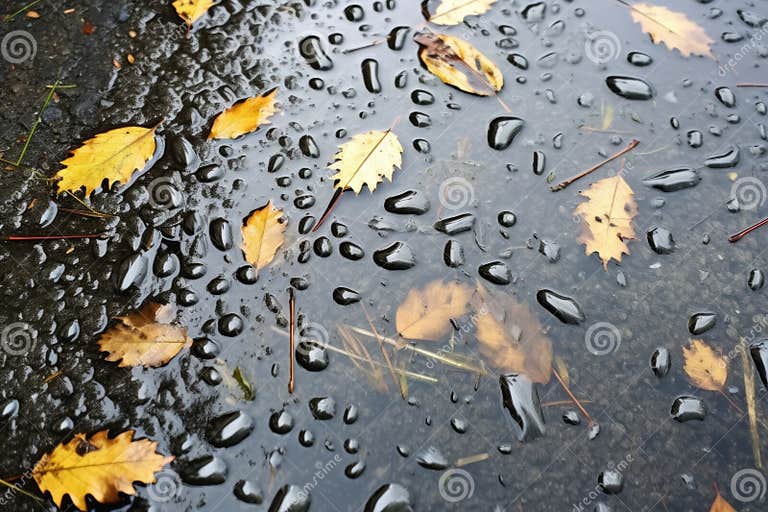 Raindrops Hitting a Puddle on the Ground Stock Image - Image of puddle ...