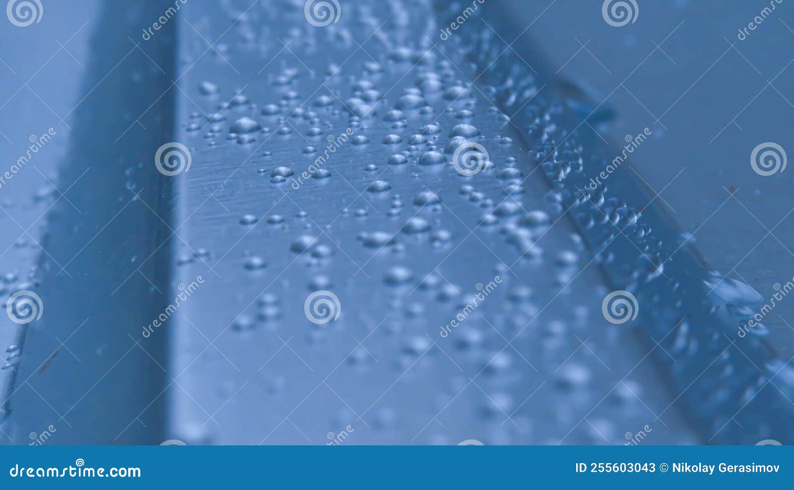 Raindrops on the Metal Sheet Used in the Background. Stock Image ...