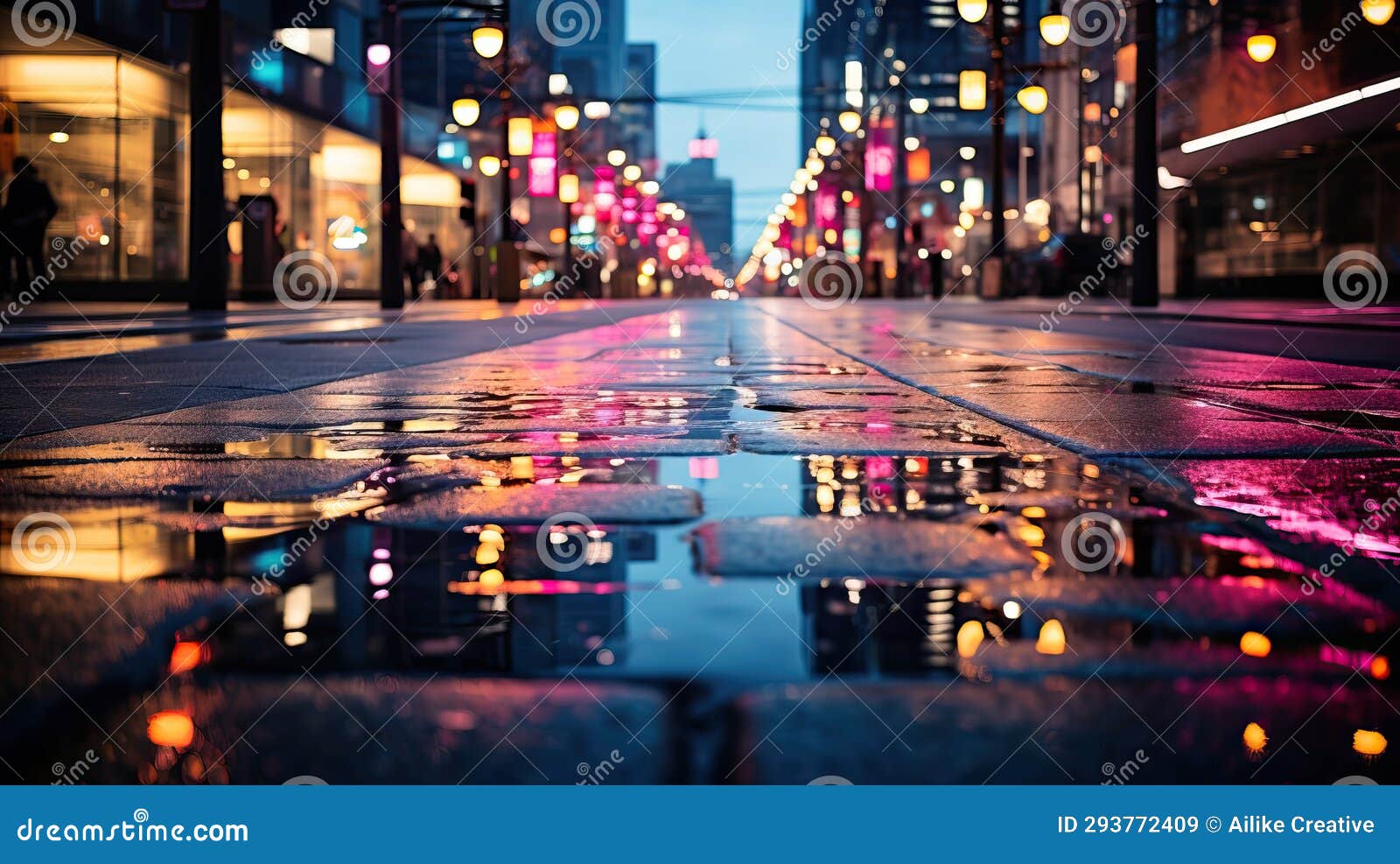 Raindrops on the Pavement at Night Stock Illustration - Illustration of ...