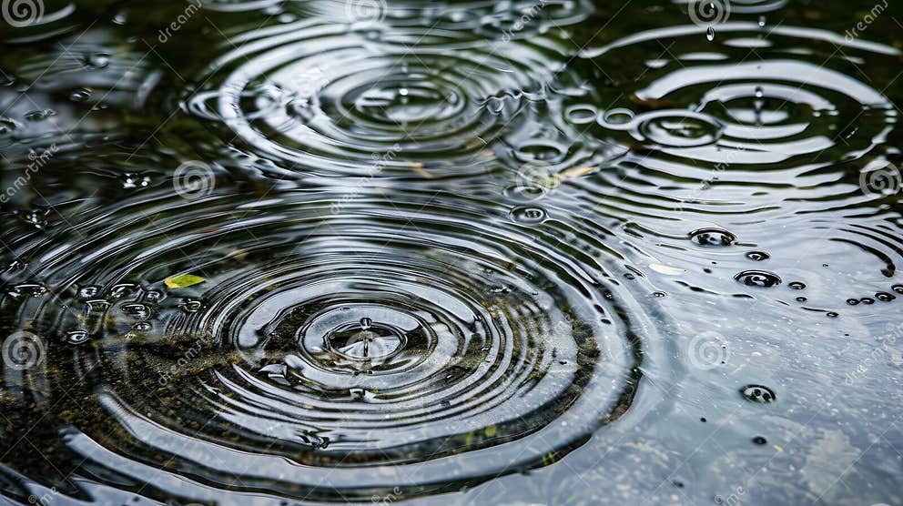Raindrops on a Puddle stock photo. Image of shower, liquid - 329127638