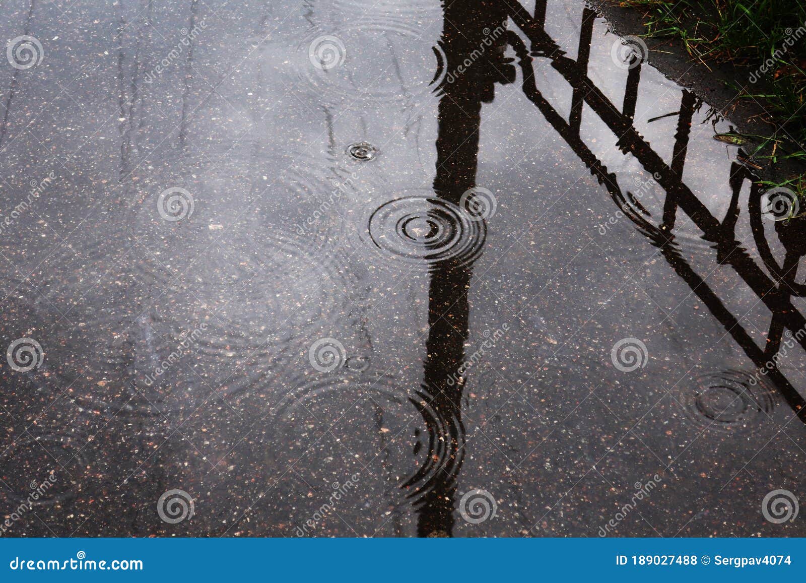 Raindrops in a Puddle on the Pavement Stock Photo - Image of climate ...