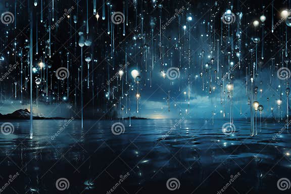 Raindrops on the Stack. Water Drops Dripping Down the Window Stock ...