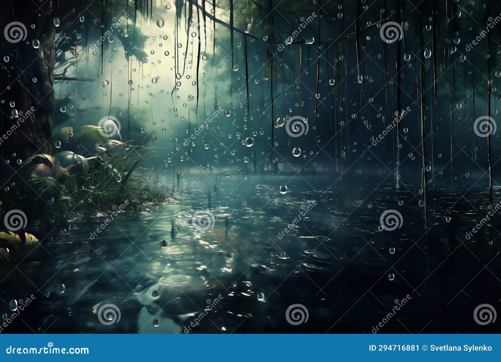 Raindrops on the Stack. Water Drops Dripping Down the Window Stock ...