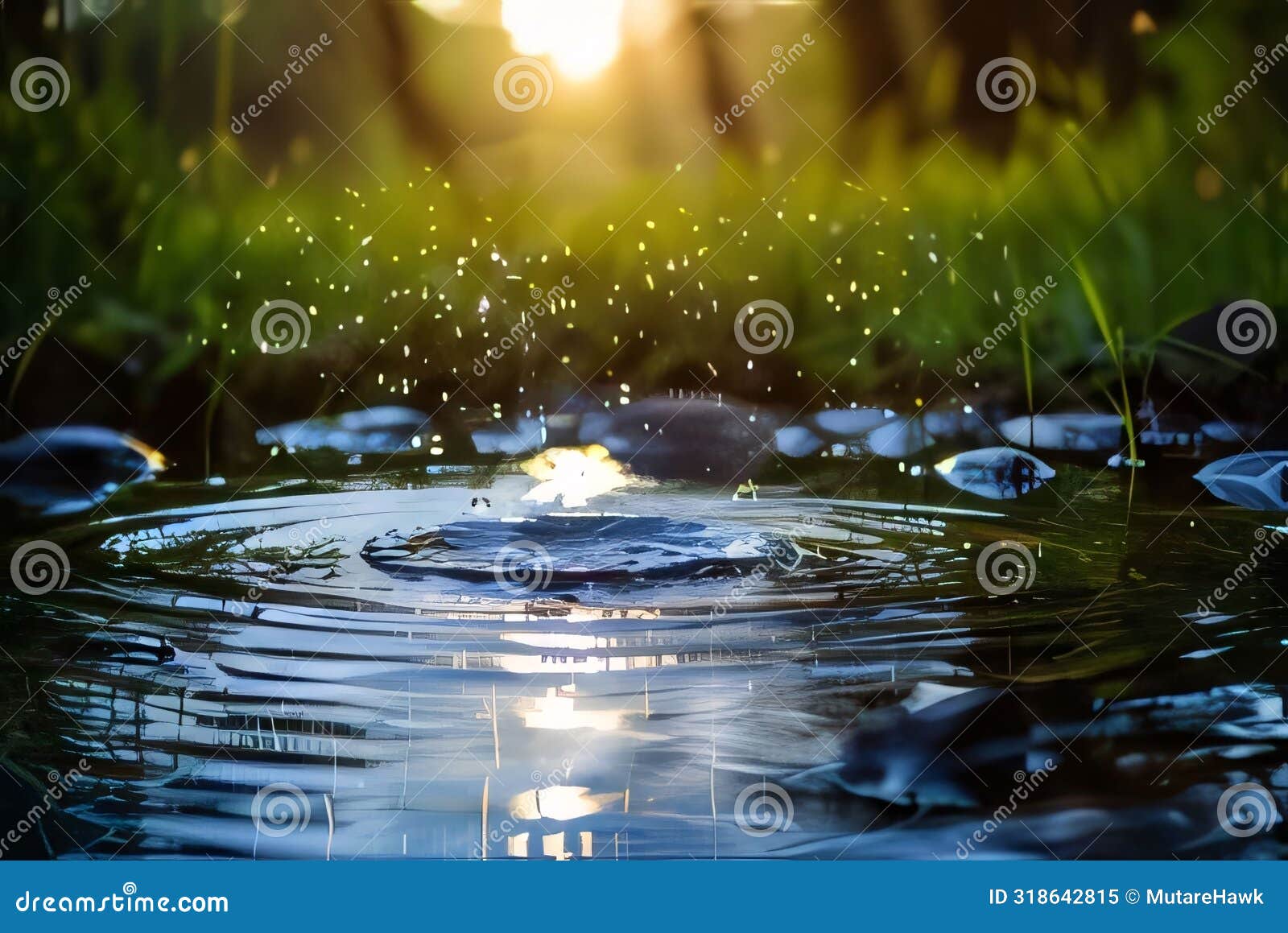 Raindrops on the Surface of a Puddle after a Rain Shower Stock ...