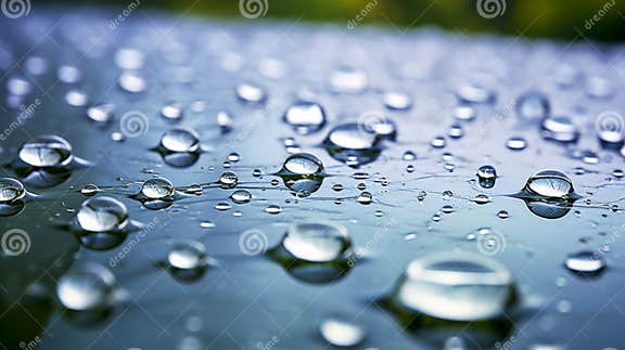 Raindrops on the Surface of the Solar Panel. Spherical Shape of Water ...