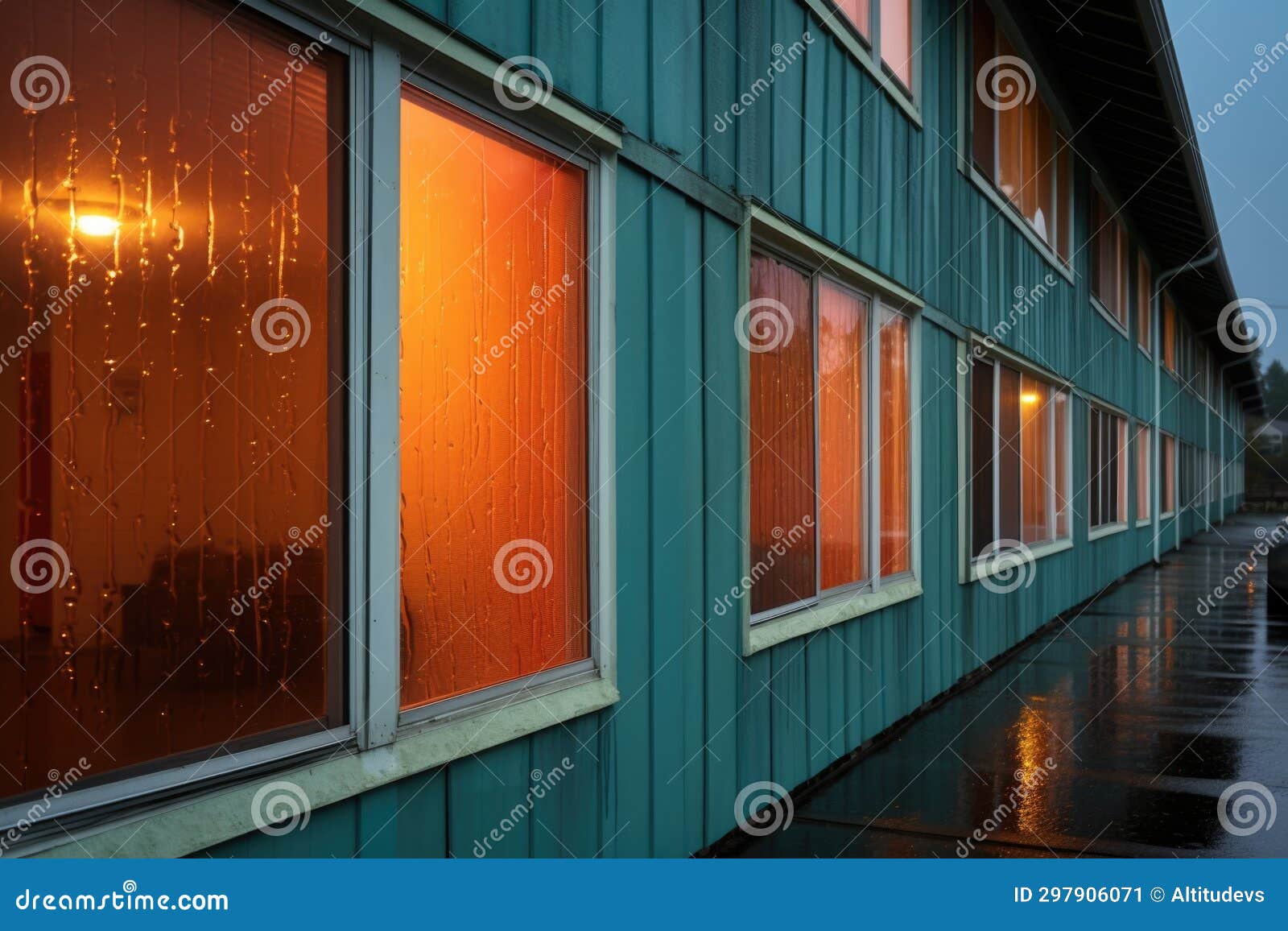 Raindrops on Tall, Shuttered Windows Stock Image - Image of window ...