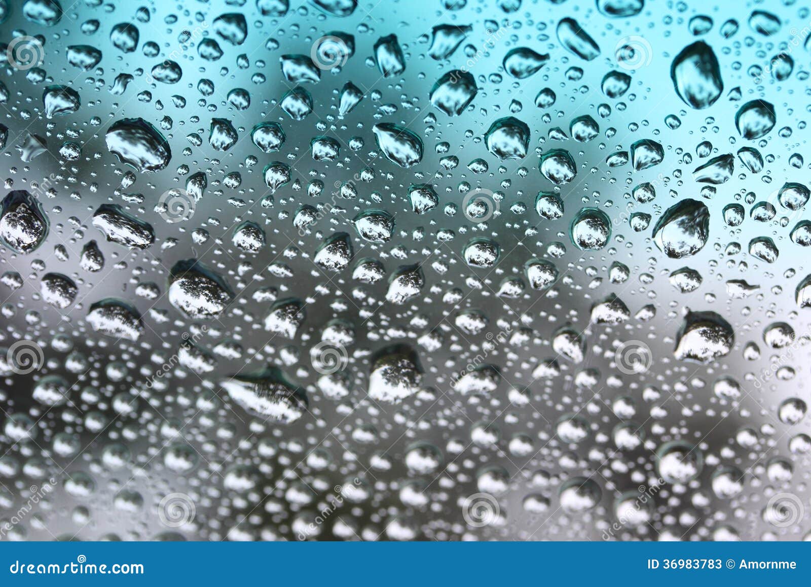 Raindrops on Tinted Glass. stock image. Image of aqua - 36983783