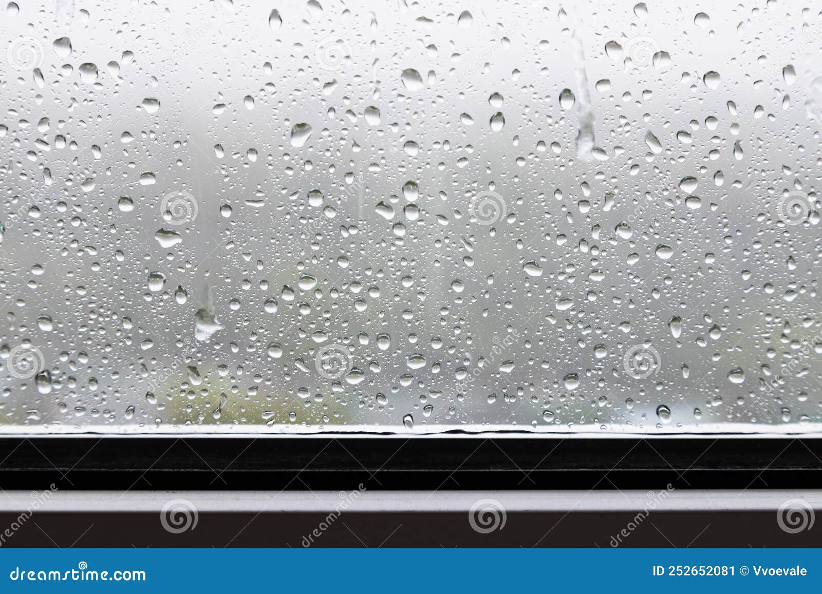 Raindrops and Trickles of Rain Close Up on Window Stock Image - Image ...
