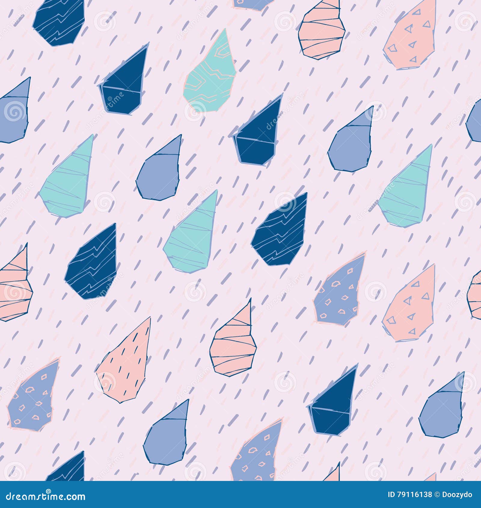 Raindrops Vector Seamless Pattern. Handdrawn. Stock Vector ...