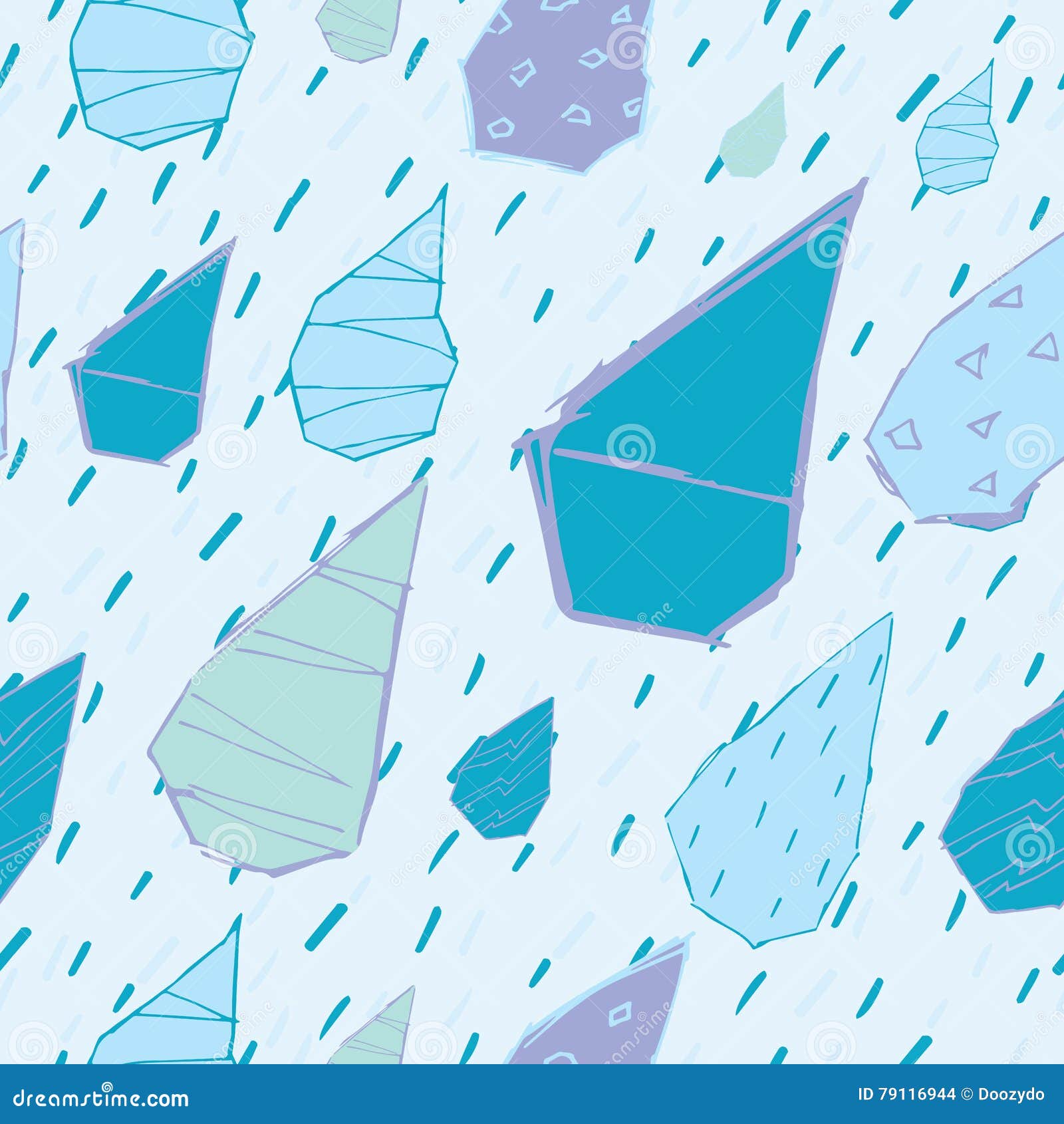 Raindrops Vector Seamless Pattern. Handdrawn. Stock Vector ...