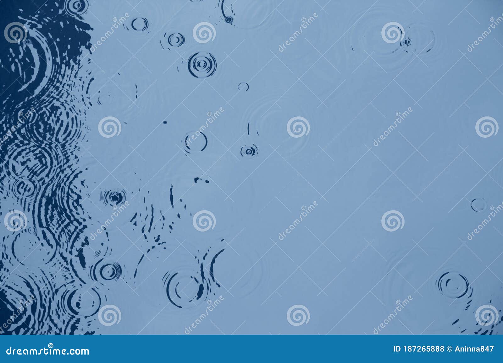 Raindrops on the Water, Dark Blue Abstract Background Stock Photo ...