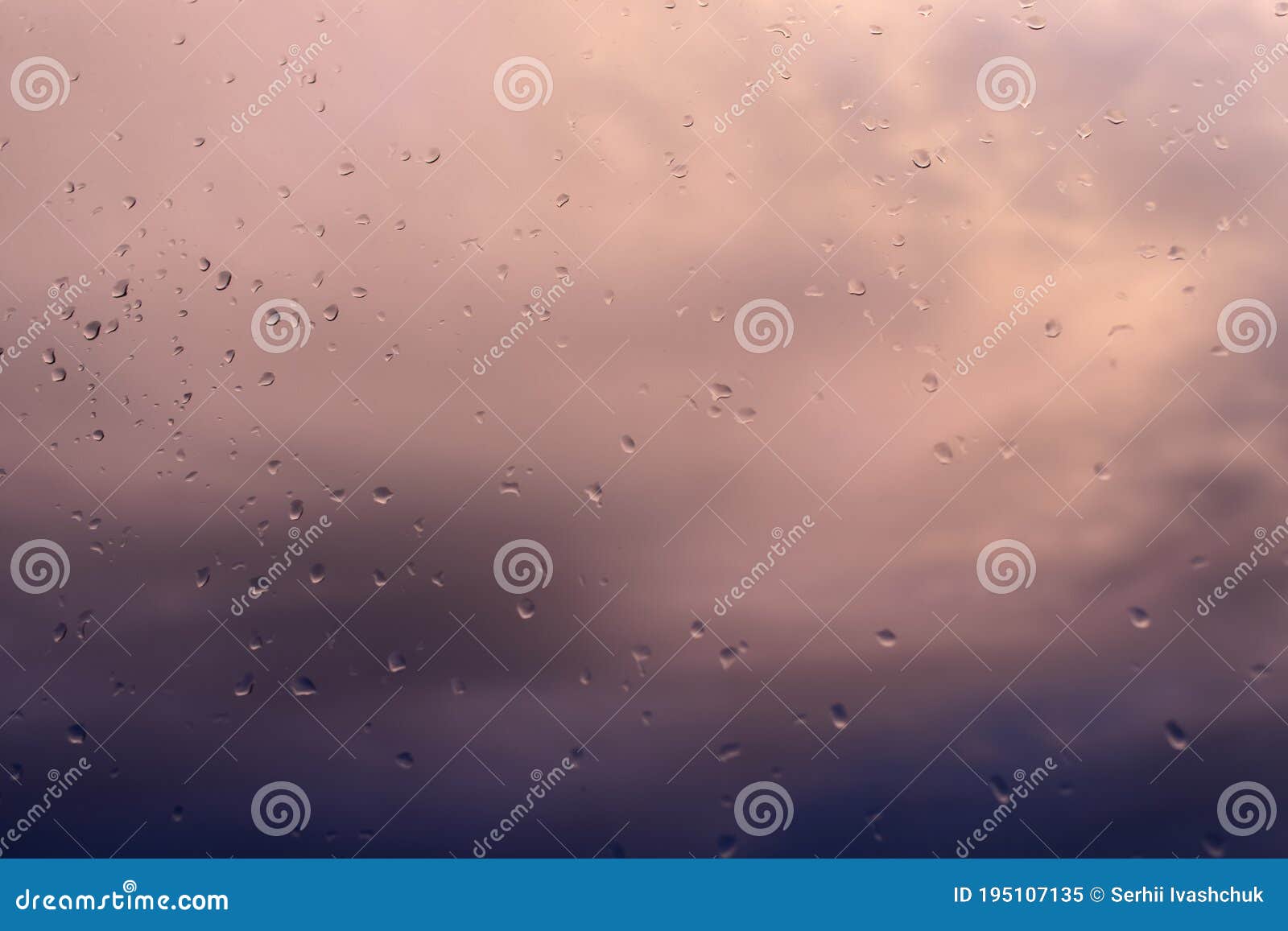 Raindrops on Window. Evening Cloudy Sky Outside the Window. Stock Image ...