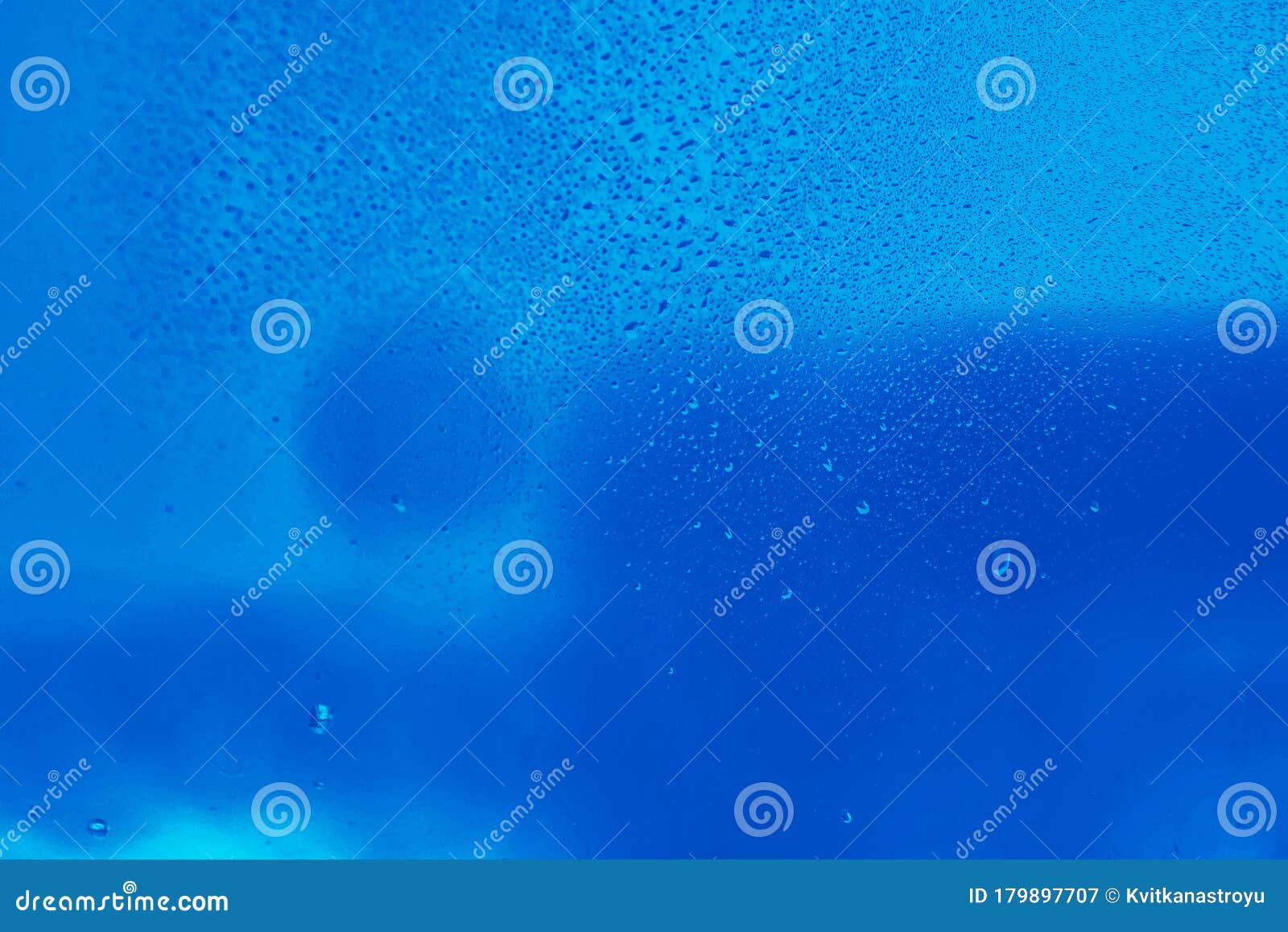 Raindrops on Window Glass. Blue Color Gradient Background Stock Image ...