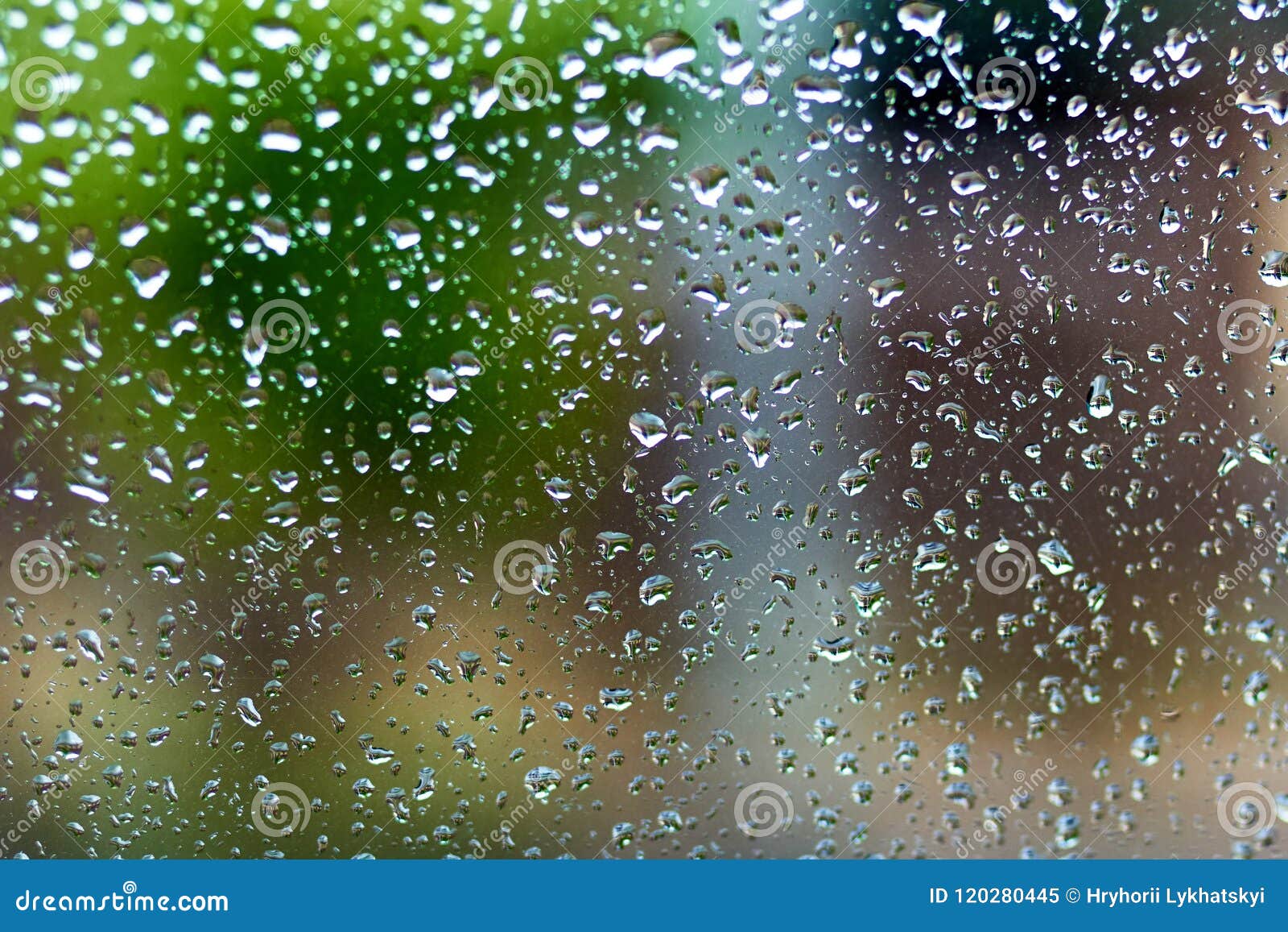 Raindrops on Window Glass with Blur Background Stock Image - Image of ...