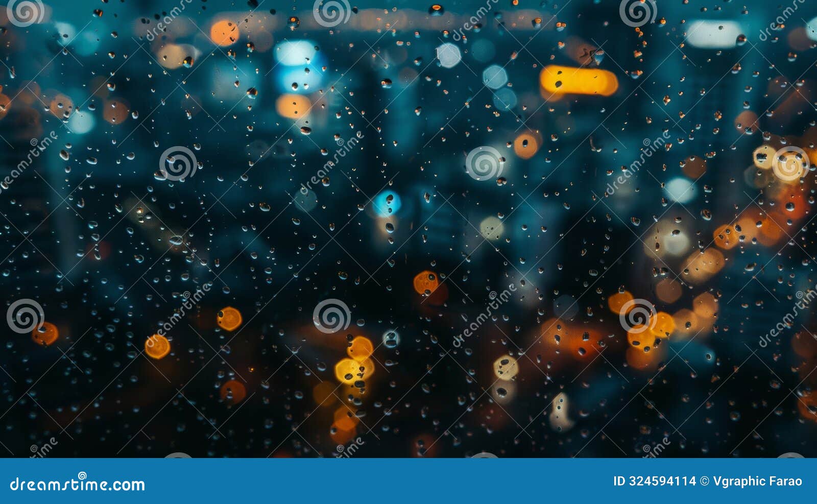 Raindrops on a Window at Night with City Lights in the Background Stock ...