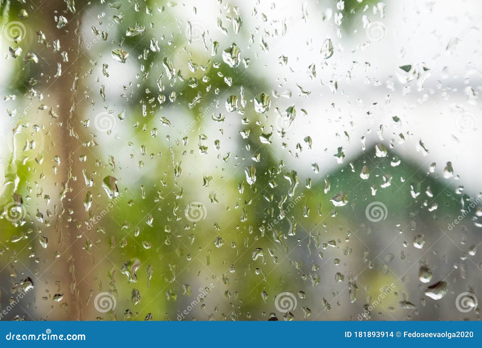 Raindrops on Window Pane. Blurred Background Outside the Window in the ...