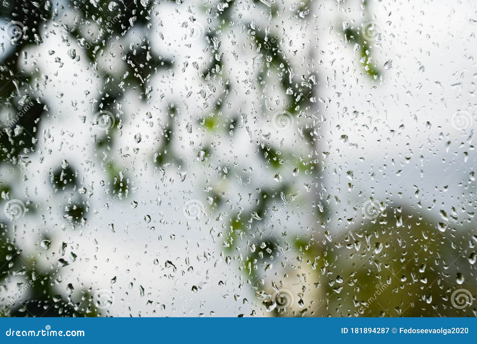 Raindrops on Window Pane. Blurred Background Outside the Window in the ...