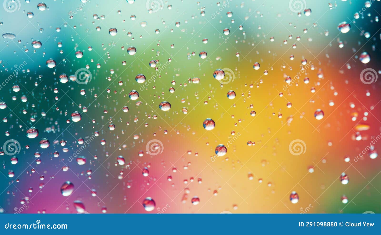 Raindrops on a Window with a Rainbow Stock Illustration - Illustration ...