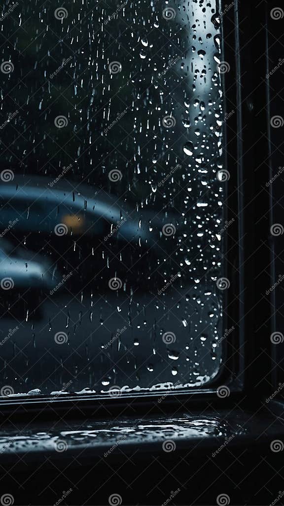 Raindrops on a window sill stock illustration. Illustration of rain ...