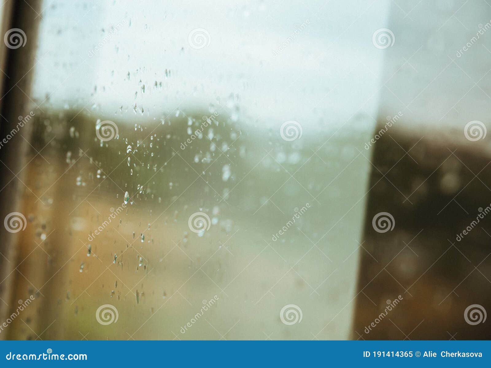 Raindrops on the Window. Sunlight Shines through Water Droplets on the ...