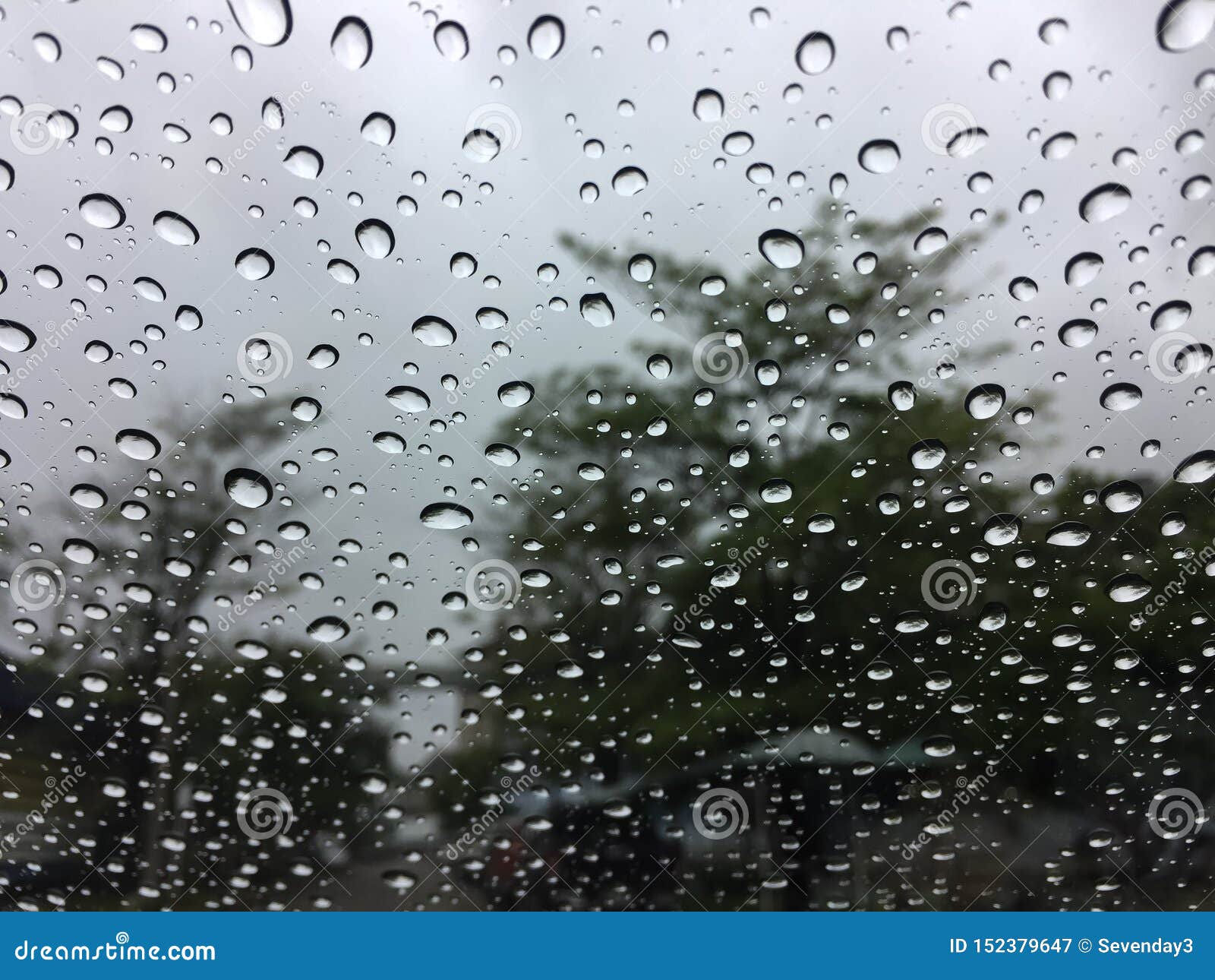 The Raindrops on the Windscreen or Windshield or Car Glass. View from ...