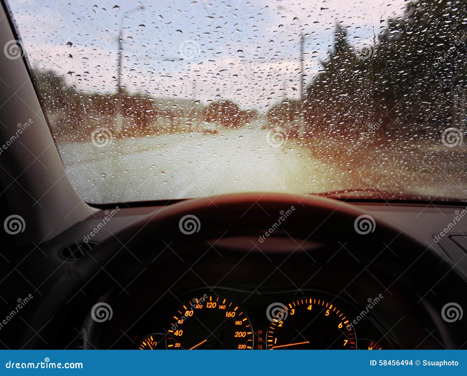 Raindrops on windshield stock photo. Image of impair - 58456494