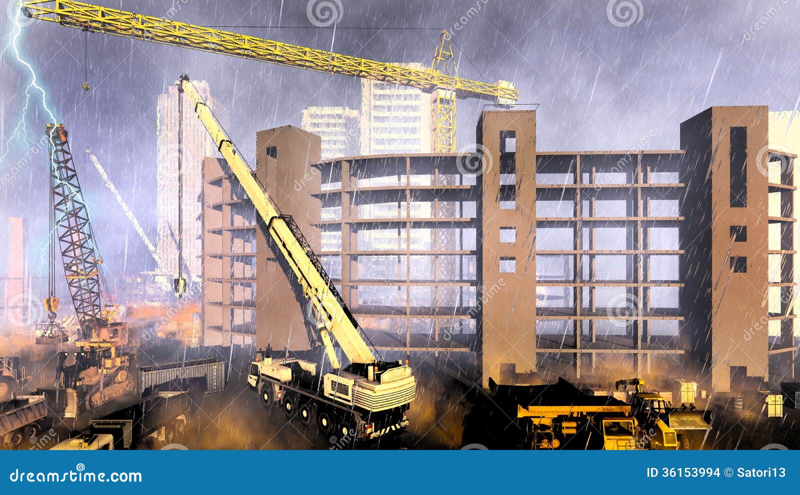 Rainfall On Construction Site Royalty-Free Stock Photo | CartoonDealer ...