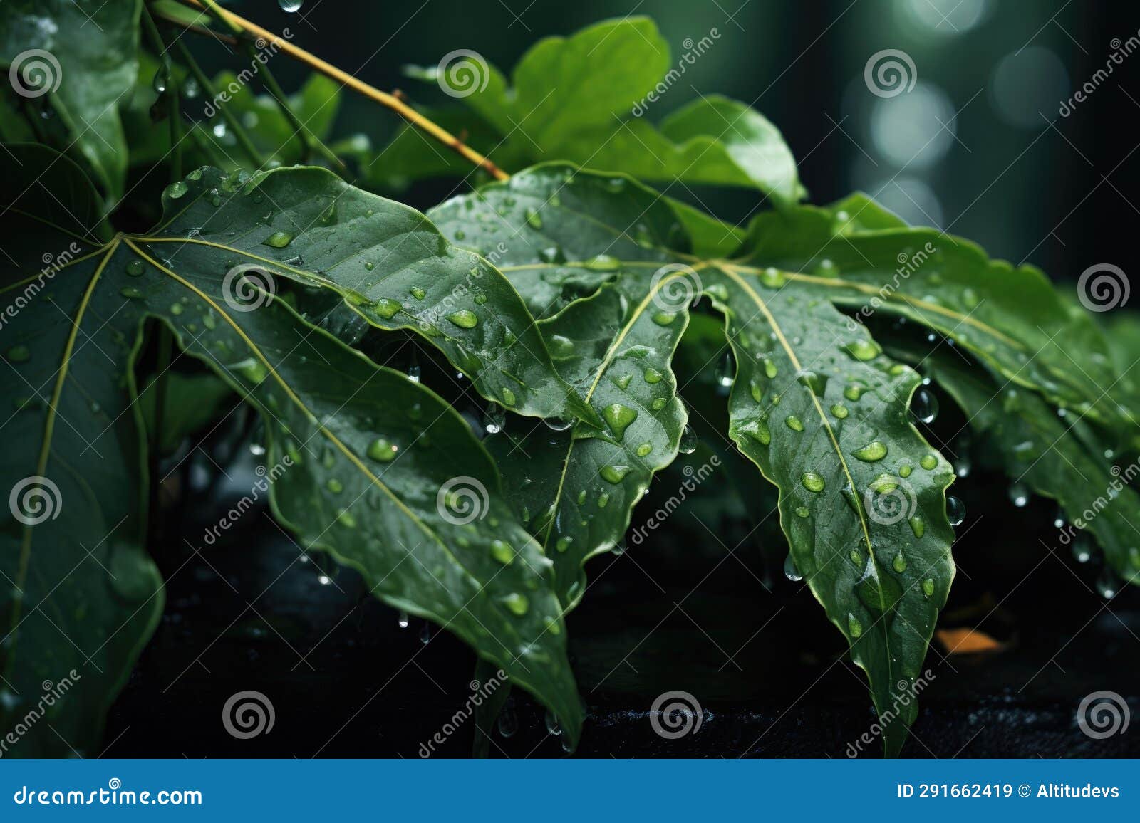 Rainfall Creating Rhythmic Pitter-patter Sounds on Leaves Stock Image ...