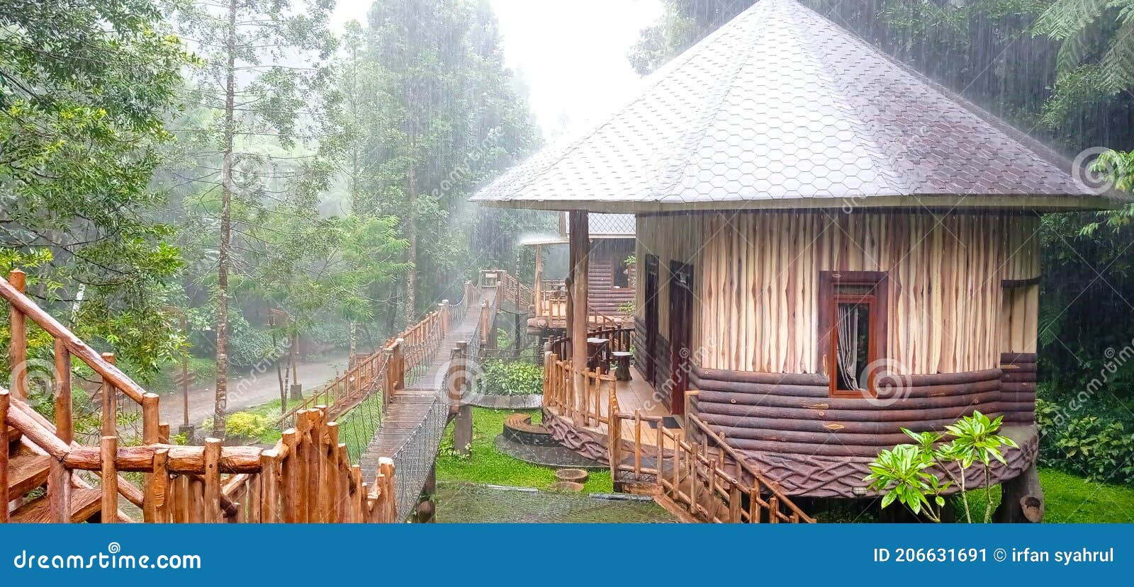 Tree House in the Forest when it S Raining Stock Image - Image of ...