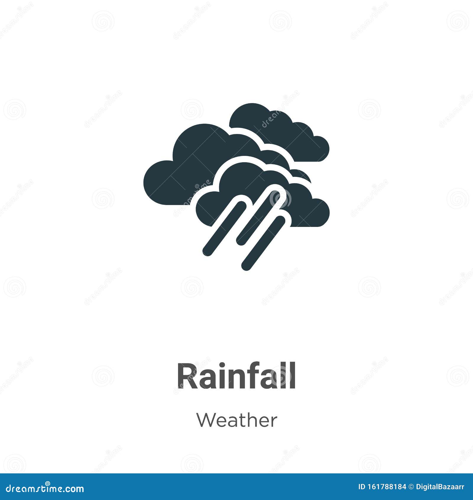 Rainfall Vector Icon on White Background. Flat Vector Rainfall Icon ...