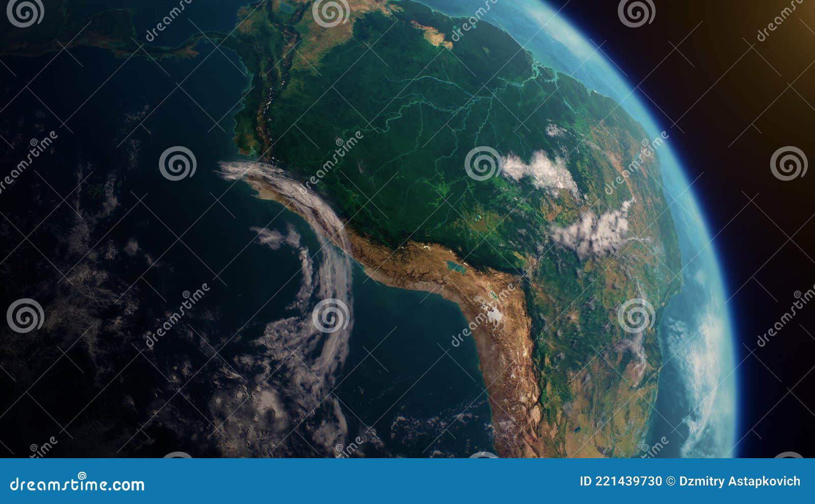 Rainforest of Amazon in South America from the Space View, Realistic ...