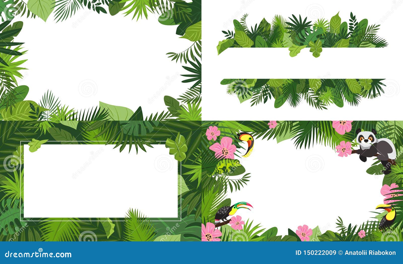 Rainforest Banner Set, Cartoon Style Stock Vector - Illustration of ...