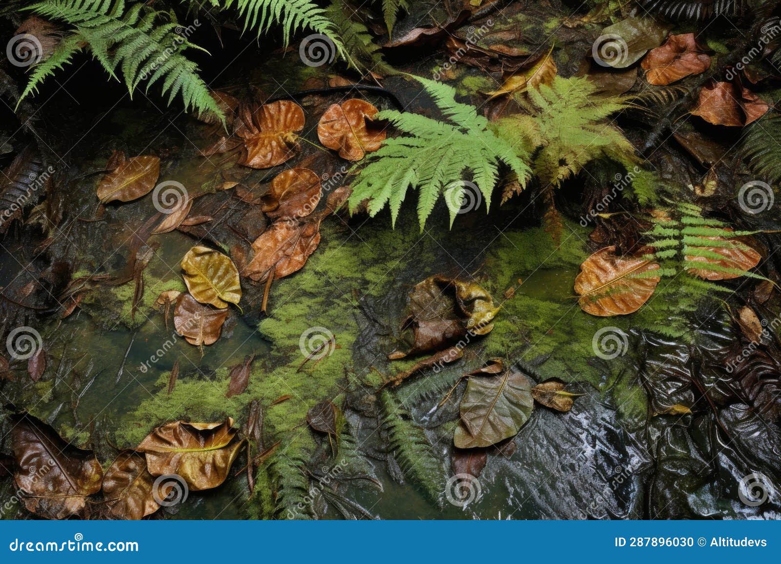 Rainforest Floor With Ferns And Decomposing Leaves Stock Photo | CartoonDealer.com #287896030