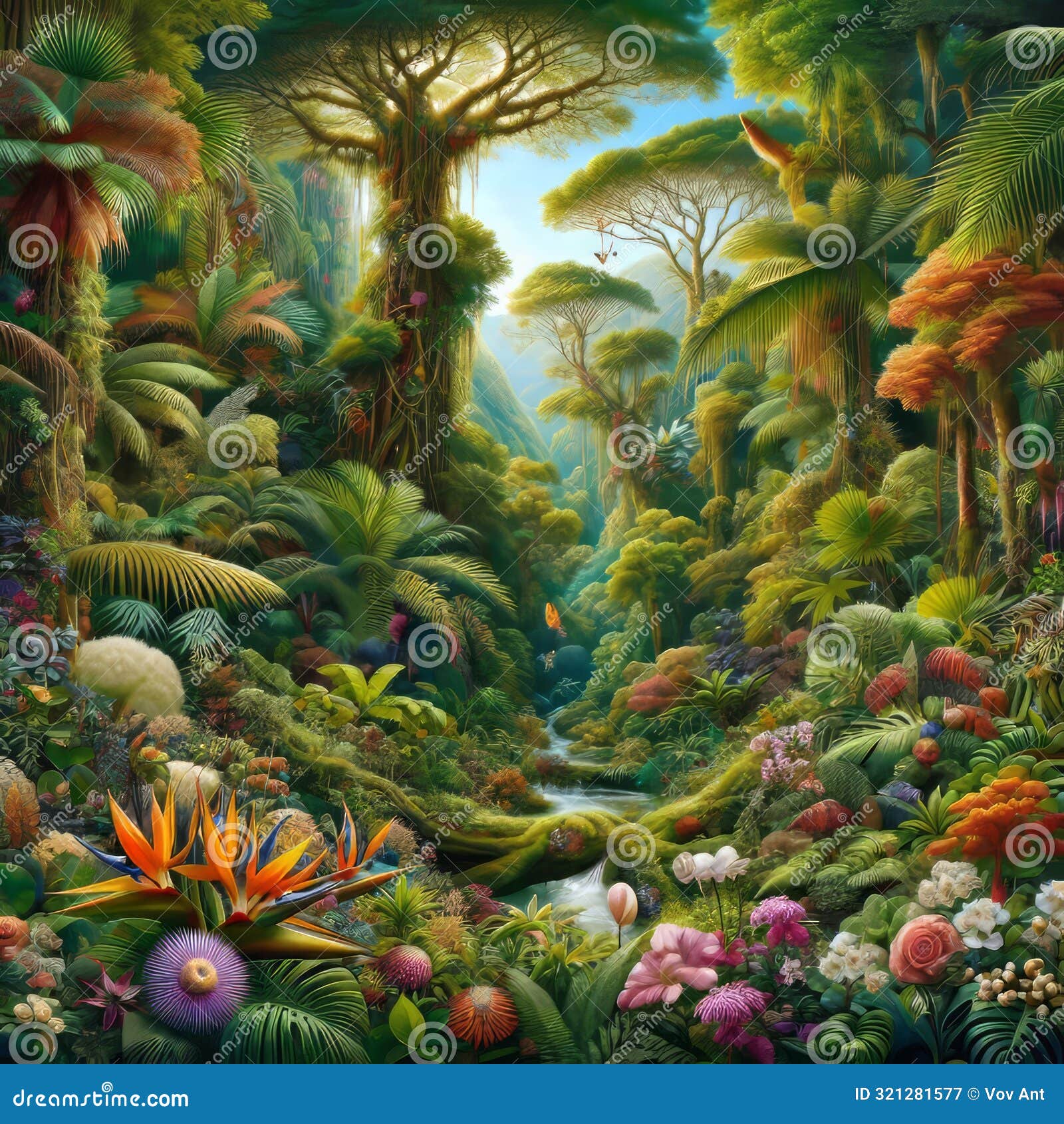 108 6. Rainforest Harmony_ a Complex Mix of Greenery and Troica Stock ...