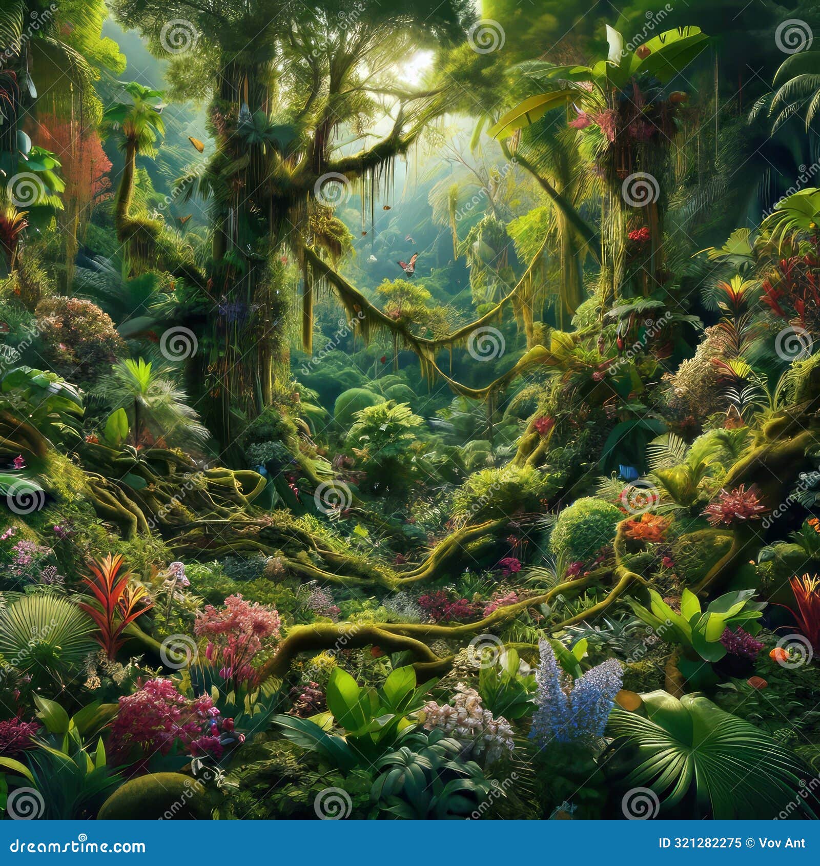 114 6. Rainforest Harmony_ a Complex Mix of Greenery and Troica Stock ...