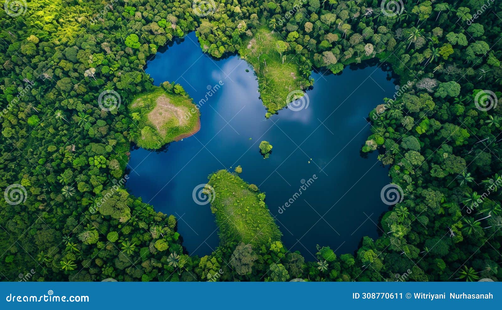 Rainforest Lakes in the Shape of World Continents. Environmentally ...