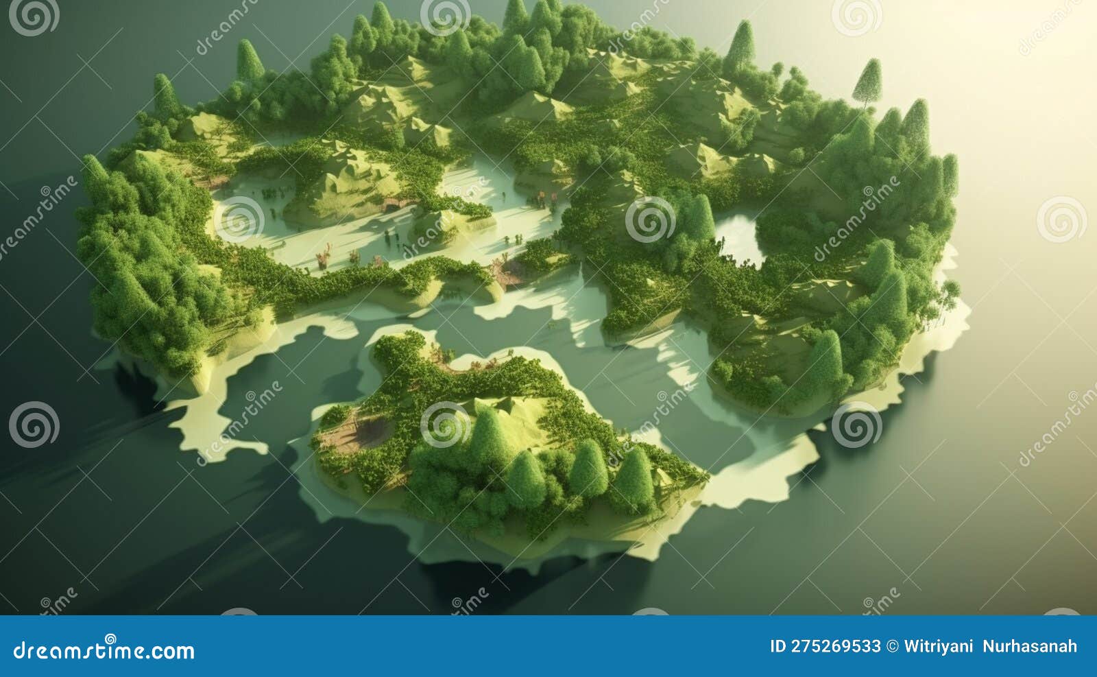 Rainforest Lakes In The Shape Of World Continents. Environmentally ...
