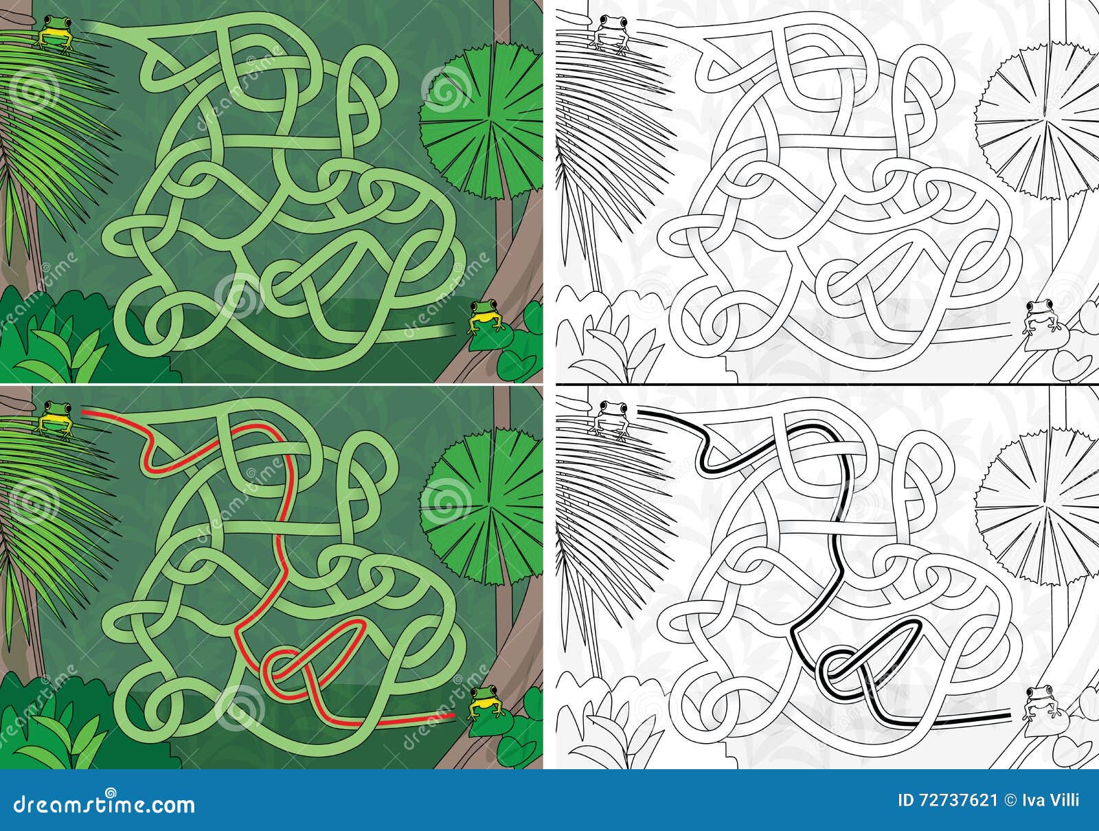 Rainforest maze stock vector. Illustration of education - 72737621