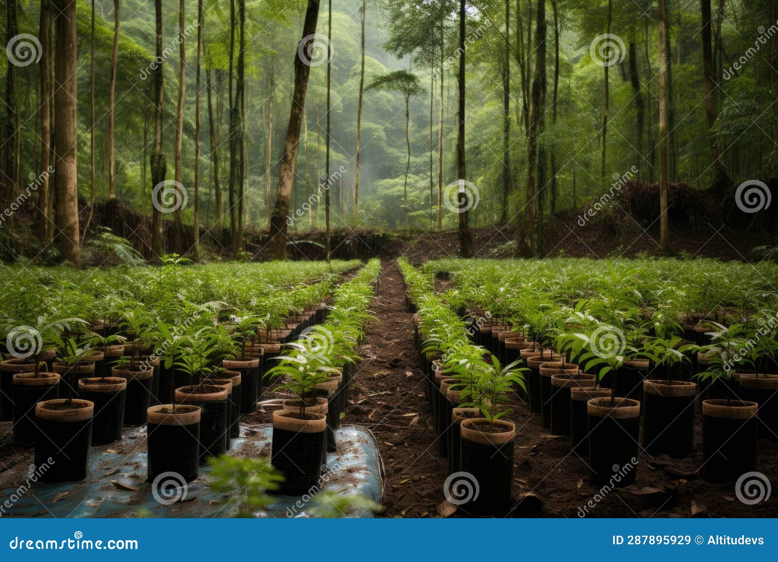 Rainforest Reforestation with Young Saplings Stock Image - Image of ...