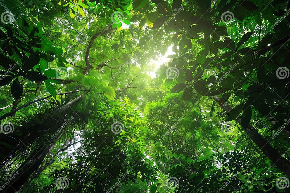 Rainforest with a Thick and Lush Green Canopy. Stock Illustration ...