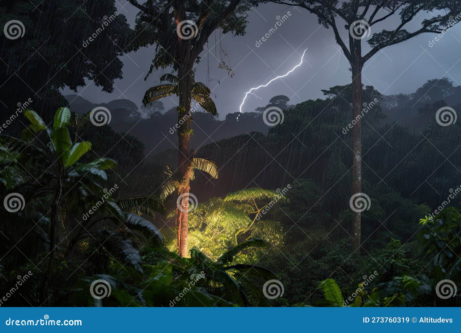 Tropical Rainforest While Raining