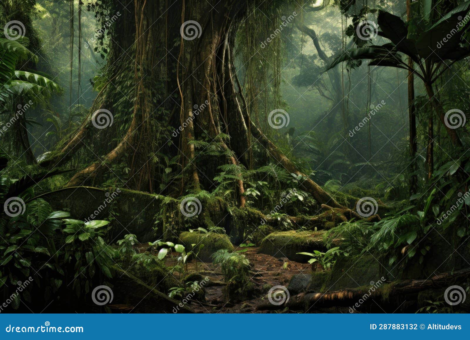 Rainforest Tree with Conservation Sign Stock Illustration ...
